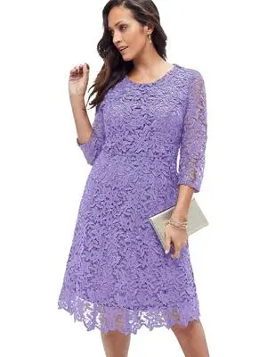 JESSICA LONDON Lace Fit & Flare Dress - Vintage Lavender