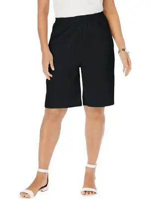 JESSICA LONDON Linen-blend Short - Black