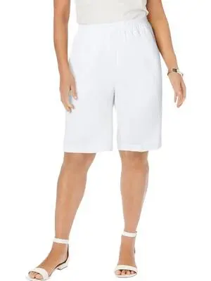 JESSICA LONDON Linen-blend Short - White