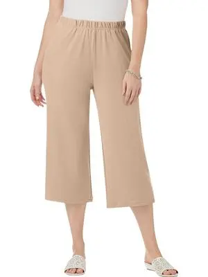 JESSICA LONDON Soft Ease Wide Crop New Khaki