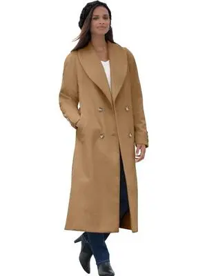 JESSICA LONDON Long Shawl Collar Wool Blend Coat - Soft Camel