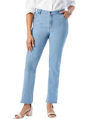 JESSICA LONDON True Fit Stretch Denim Straight Leg Jean - Light Wash