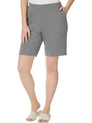 JESSICA LONDON Soft Ease Knit Casual Shorts - Medium Heather Grey