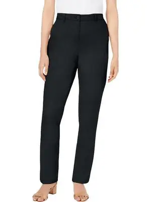 JESSICA LONDON Stretch Cotton Chino Straight Leg Pant - Black