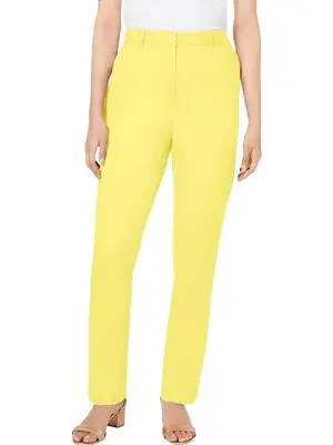 JESSICA LONDON Stretch Cotton Chino Straight Leg Pant - Bright Lemon