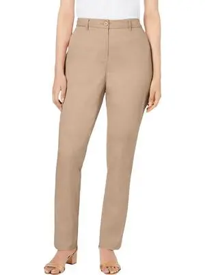 JESSICA LONDON Stretch Cotton Chino Straight Leg Pant - New Khaki
