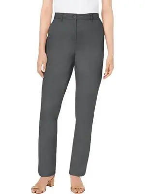 JESSICA LONDON Stretch Cotton Chino Straight Leg Pant - Slate