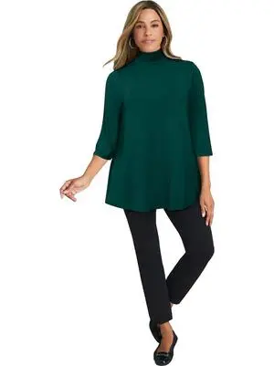 JESSICA LONDON Mockneck Swing Tunic - Emerald Green