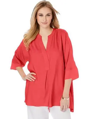 JESSICA LONDON Hi-low Linen Tunic - Soft Geranium