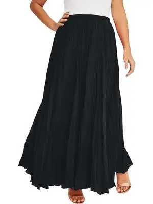 JESSICA LONDON Flowing Crinkled Maxi Skirt - Black