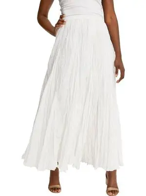 JESSICA LONDON Flowing Crinkled Maxi Skirt - White