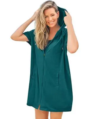 SWIM 365 Hooded Terry Swim Cover Up - Mediterranean