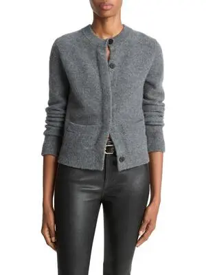 Vince Cashmere Crewneck Cardigan - Heather Graphite