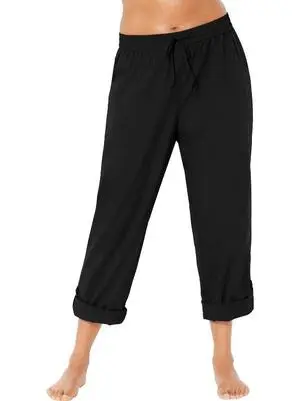SWIM 365 Taslon® Cover-up Roll-up Pants - Black