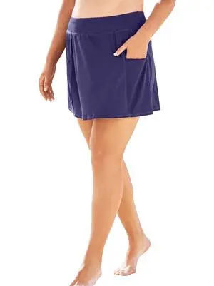 SWIM 365 Zip-pocket Swim Skort - Navy
