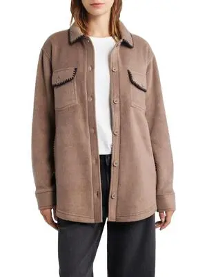 THREAD & SUPPLY Whipstitch Fleece Shirt Jacket - Mocha Black Combo