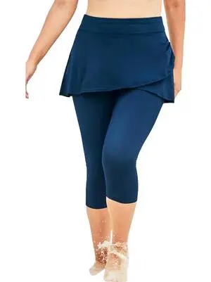 SWIM 365 Skirted Swim Capri Pant - Navy