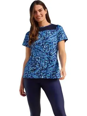 SWIM 365 Mesh Yoke Swim Tee - Royal Oasis Animal