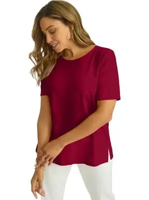 JESSICA LONDON Uptown Refined Tee Rich Burgundy