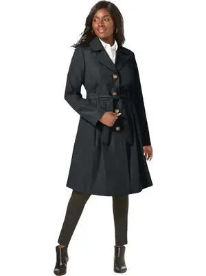 JESSICA LONDON Pleated Trench Coat - Black