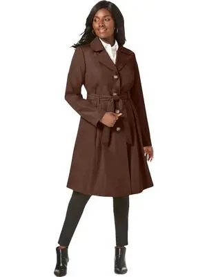 JESSICA LONDON Pleated Trench Coat - Rich Brown
