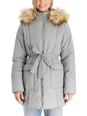 MODERN ETERNITY 3-in-1 Maternity Coat With Belt - Light Graphite