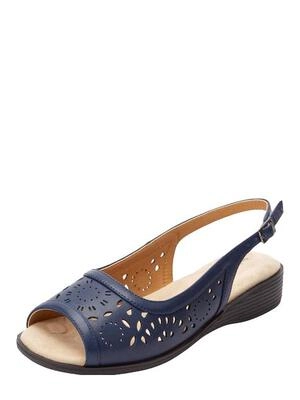 COMFORTVIEW Mary Leather-like Slingback Sandals - Navy
