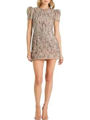 HELSI Sequin And Bead Embellished Mini Dress - Teal/bronze