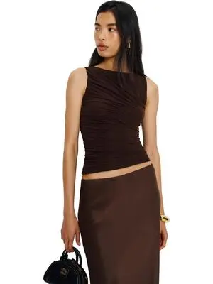 REFORMATION Rosie Knit Top Dark Brown