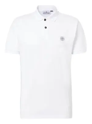 Stone Island Compass Cotton Pique Polo Shirt - White