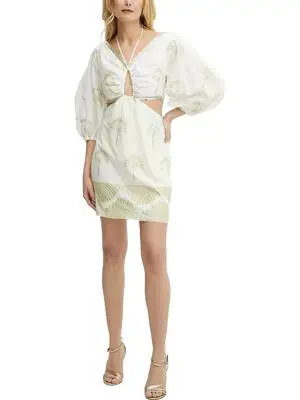 SIMONA CORSELLINI Embroidered Cut-out Mini Dress - White