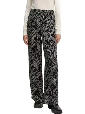 BRUUNS BAZAAR Logo-pattern Trousers - Black