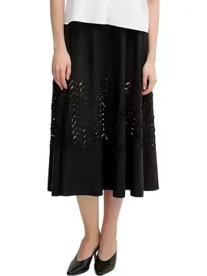 SANDRO FERRONE Cut-out Flared Midi Skirt - Black
