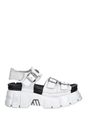 NEW ROCK Buckle-detail Platform Sandals - White