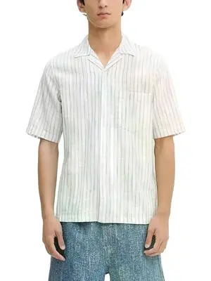 SAMSOE SAMSOE Saoscar Ap Striped Short-sleeve Shirt - White
