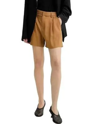 A.L.C. Pleated High-waisted Shorts - Brown