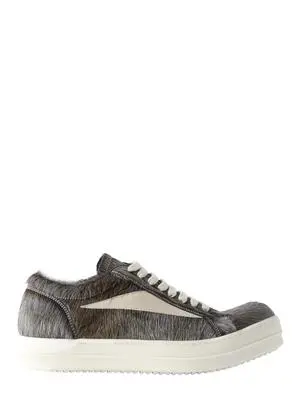 Rick Owens Suede-trimmed Calf-hair Sneakers - Brown