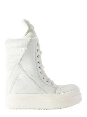 Rick Owens Mega Geobasket Calf Hair High-Top Sneakers Neutrals
