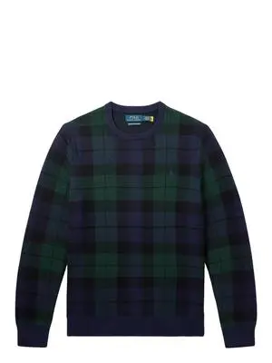 Polo Ralph Lauren Logo-embroidered Checked Wool Sweater - Blue