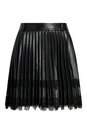 Cinq À Sept Pleated Skirt With Lace Trim - Black