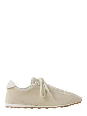 Jacquemus The Tennis Leather-trimmed Croc-effect Suede Sneakers - Neutrals