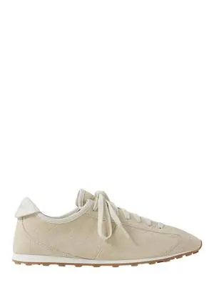Jacquemus The Tennis Leather-trimmed Croc-effect Suede Sneakers - Neutrals