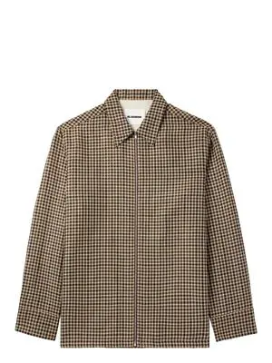 JIL SANDER Wool And Linen-blend Overshirt - Brown