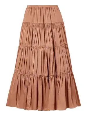 Ulla Johnson Gaelle Tiered Maxi Skirt - Pink