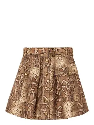 Zimmermann Printed Silk And Cotton-Blend Mini Skirt Beige
