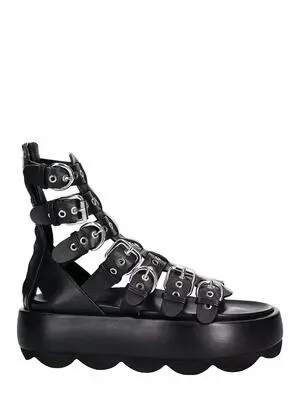 Agl Buckle-embellished Platform Heeled Sandals - Black