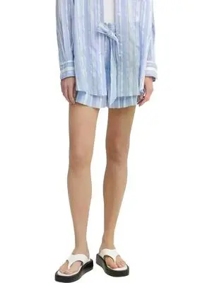BRUUNS BAZAAR Striped Belted Shorts - Blue