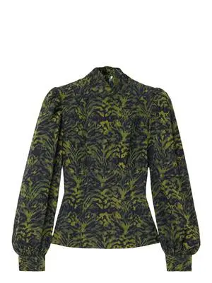 Ulla Johnson Giorgia Printed Poplin Blouse - Green