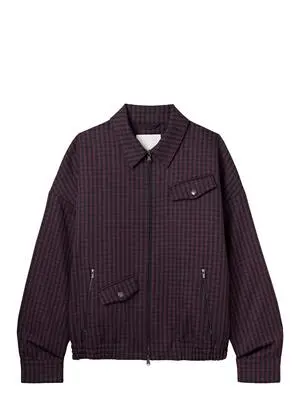 Tibi Gingham Wool Jules Bomber Jacket - Purple