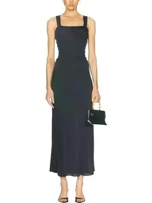 Staud Square-neck Silk Maxi Dress - Black